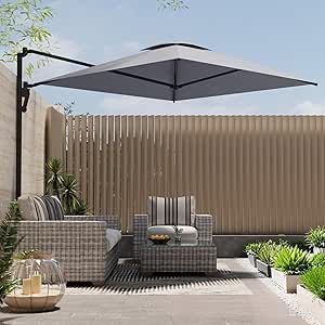 Amazon.com : AECOJOY 9ft Wall Mounted Outdoor Patio Umbrella, Rectangular Awning Large Offset ...
