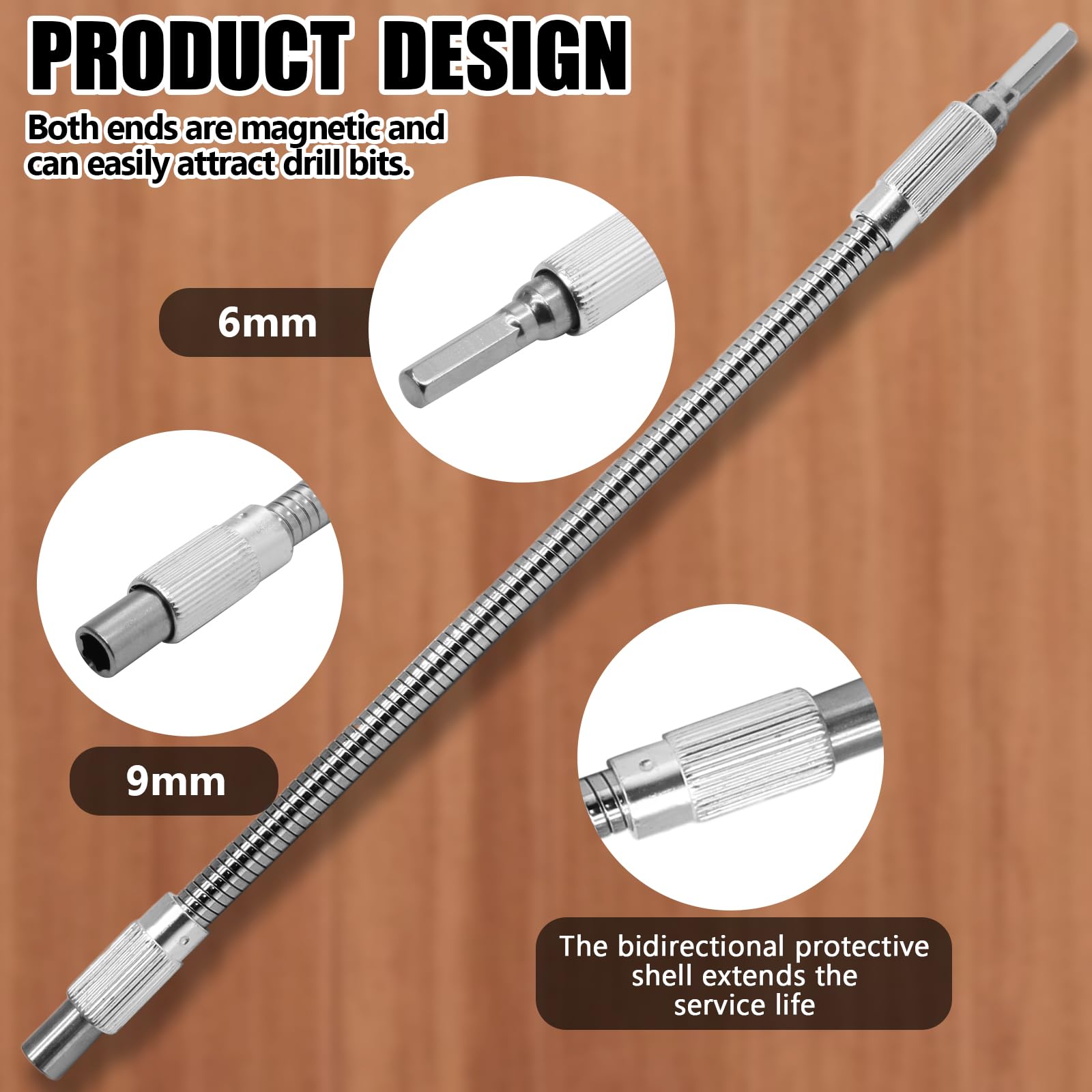 Drill Bit Extension 3 Pcs Flexible , Magnetic Hex Soft Shaft, Flexible ...