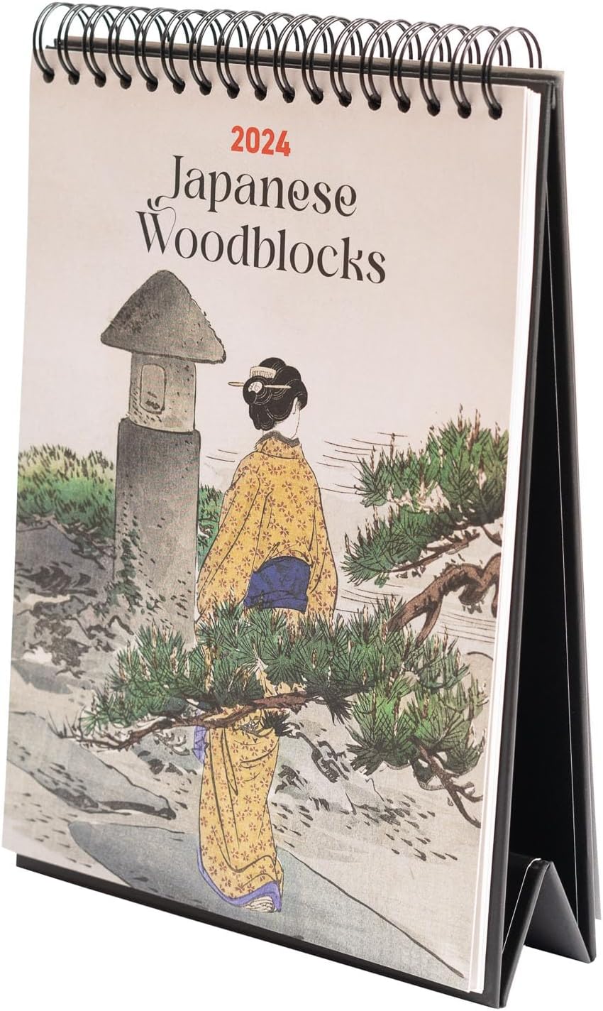Kokonote Japanese Woodblocks Desk Calendar 2024 | Desktop Calendar 2024 ...
