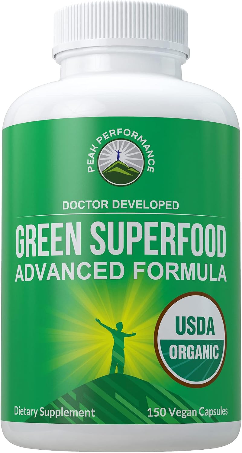 Amazon.com: Organic Super Greens 150 Capsules - Green Juice Superfood ...