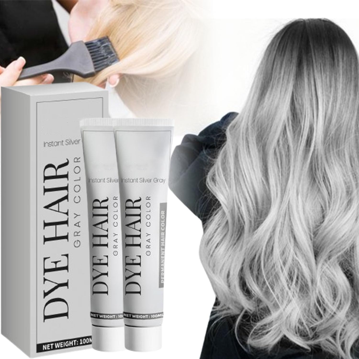 Gotysles Gray Hair Dye, Silver Gray Natural Hair Dye Cream, No ...