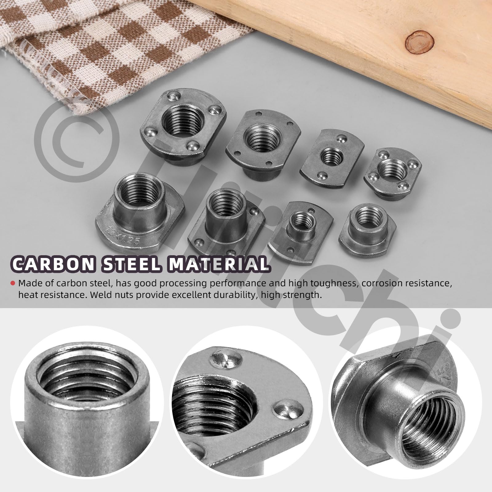 M6 Screw Hilitchi 32Pcs T-Shaped Weld Nuts, M6 M8 M10 M12 Tab Base UNC ...