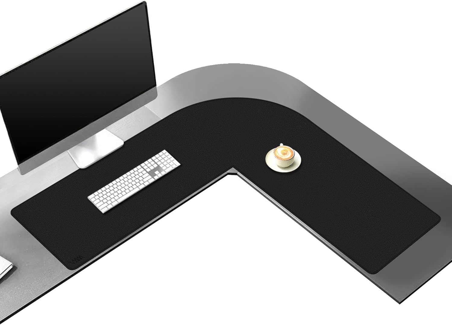 Vyaaa L Shaped Desk Mat Leather Desk Pad, PU Leather Corner Desk Mat ...