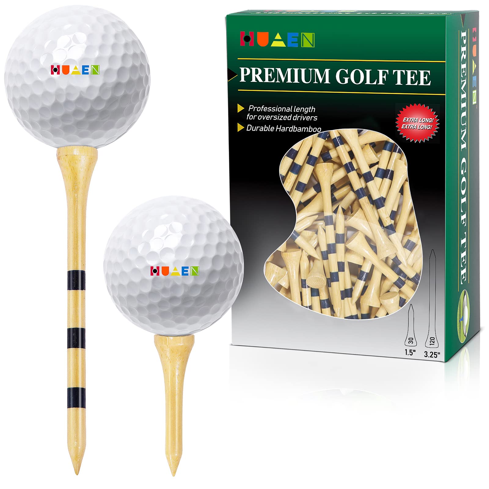 Amazon.com : HUAEN Golf Tees Bamboo Tees 150 Pack 3-1/4 Inch ...