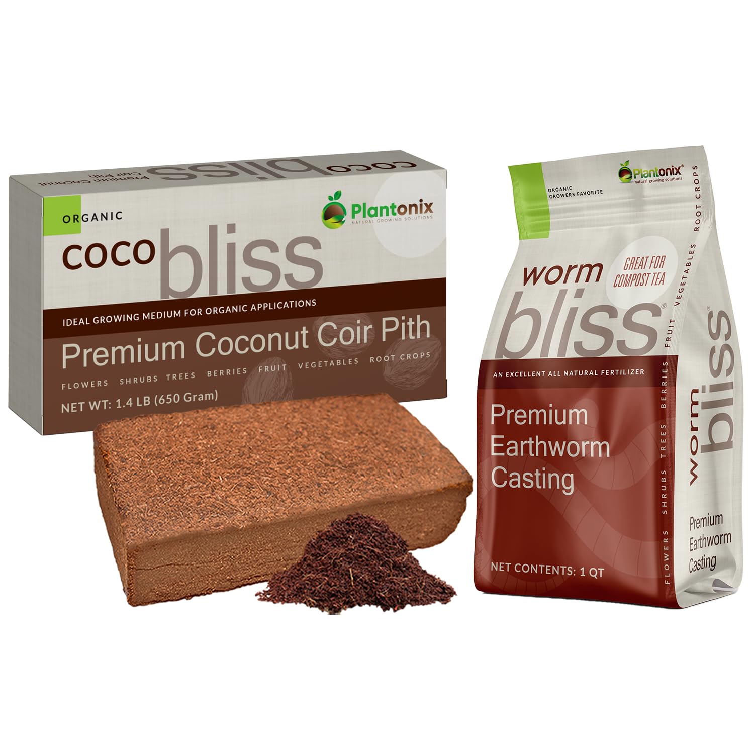 Amazon.com : Coco Coir 650gm Brick + Worm Bliss 1 Qt - OMRI-Listed Worm ...