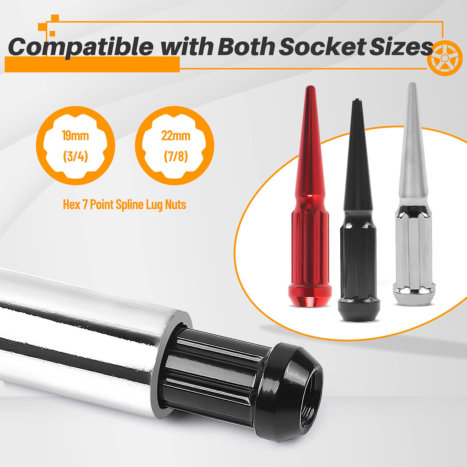 Snapklik.com : 7 Point Spike Lug Nuts Socket Key, 20mm Inner Diameter ...