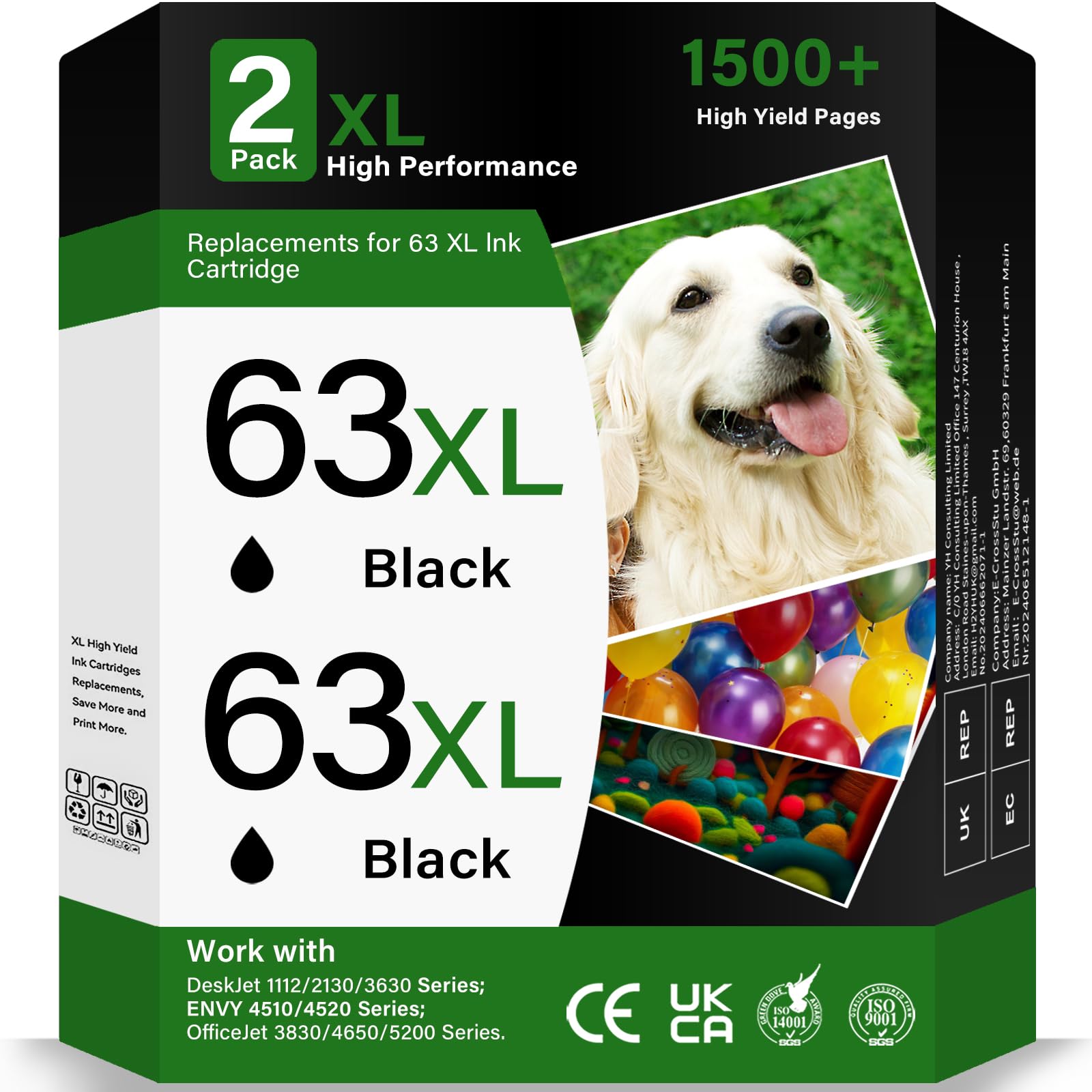 Amazon.com: 63XL Black Ink Cartridge High Yield for HP Ink 63 for HP 63 ...