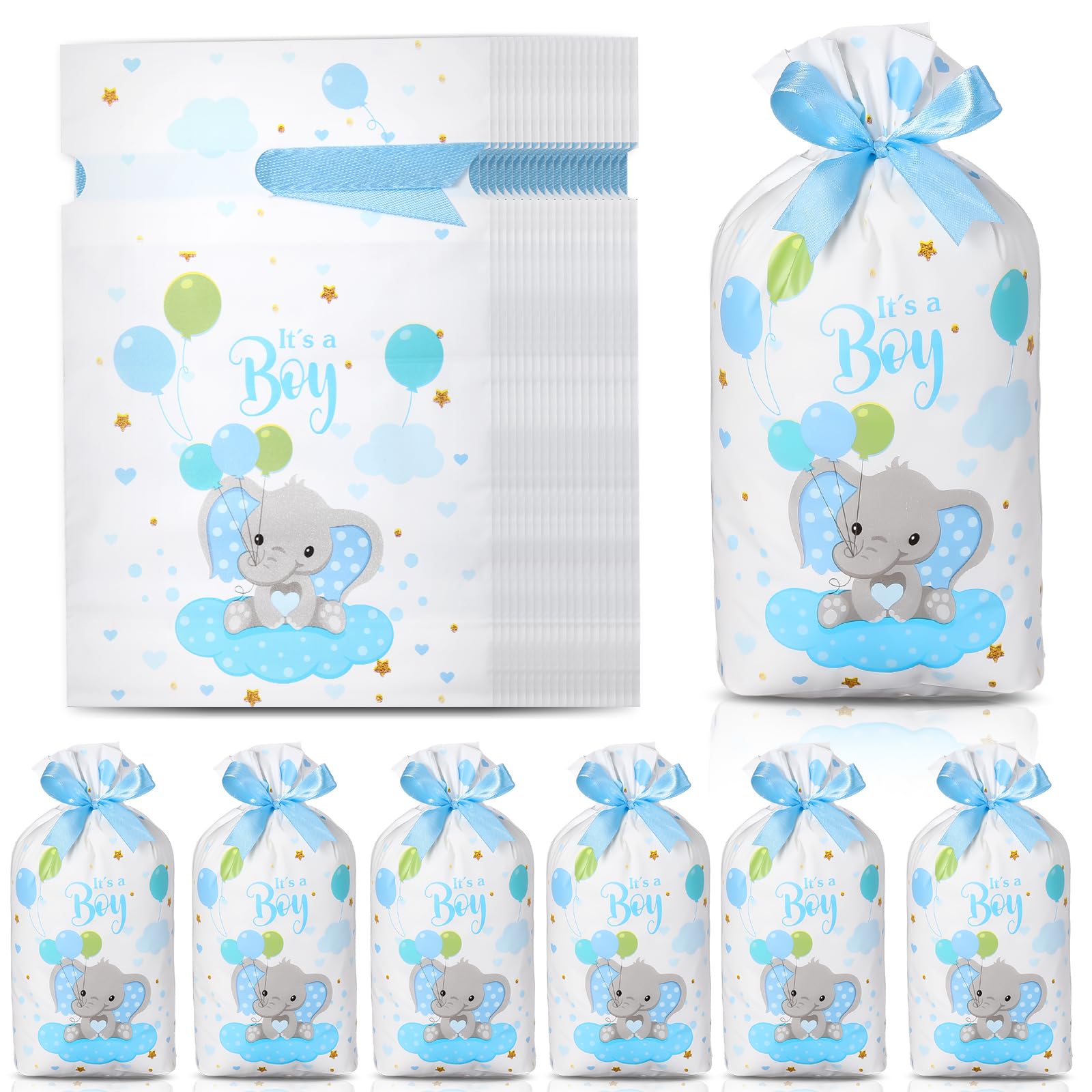 Amazon.com: Chiisong 50 Pcs Baby Shower Treat Bags Plastic Baby ...