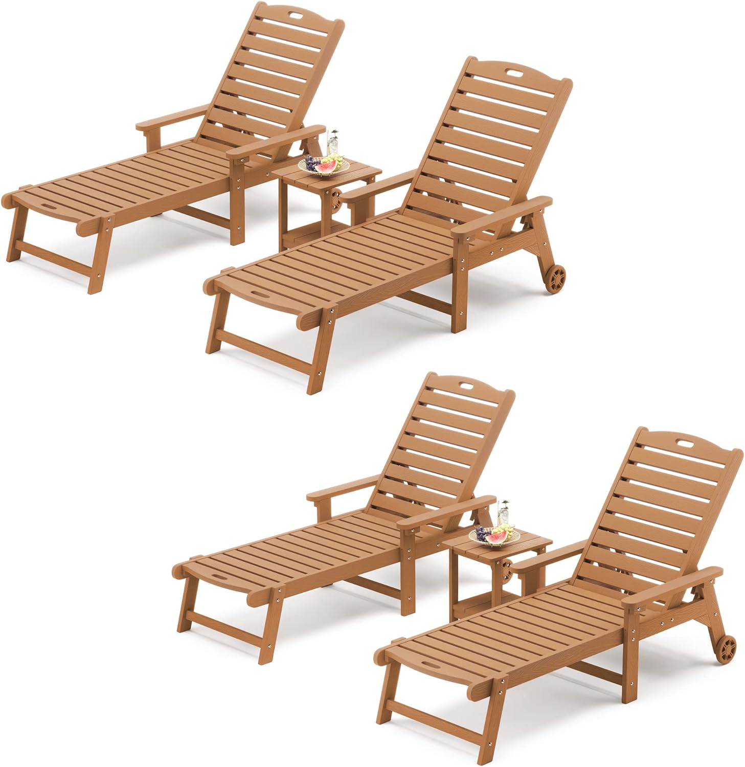 Amazon.com : LUE BONA Chaise Lounge Chairs Set with Table, 6-Piece ...