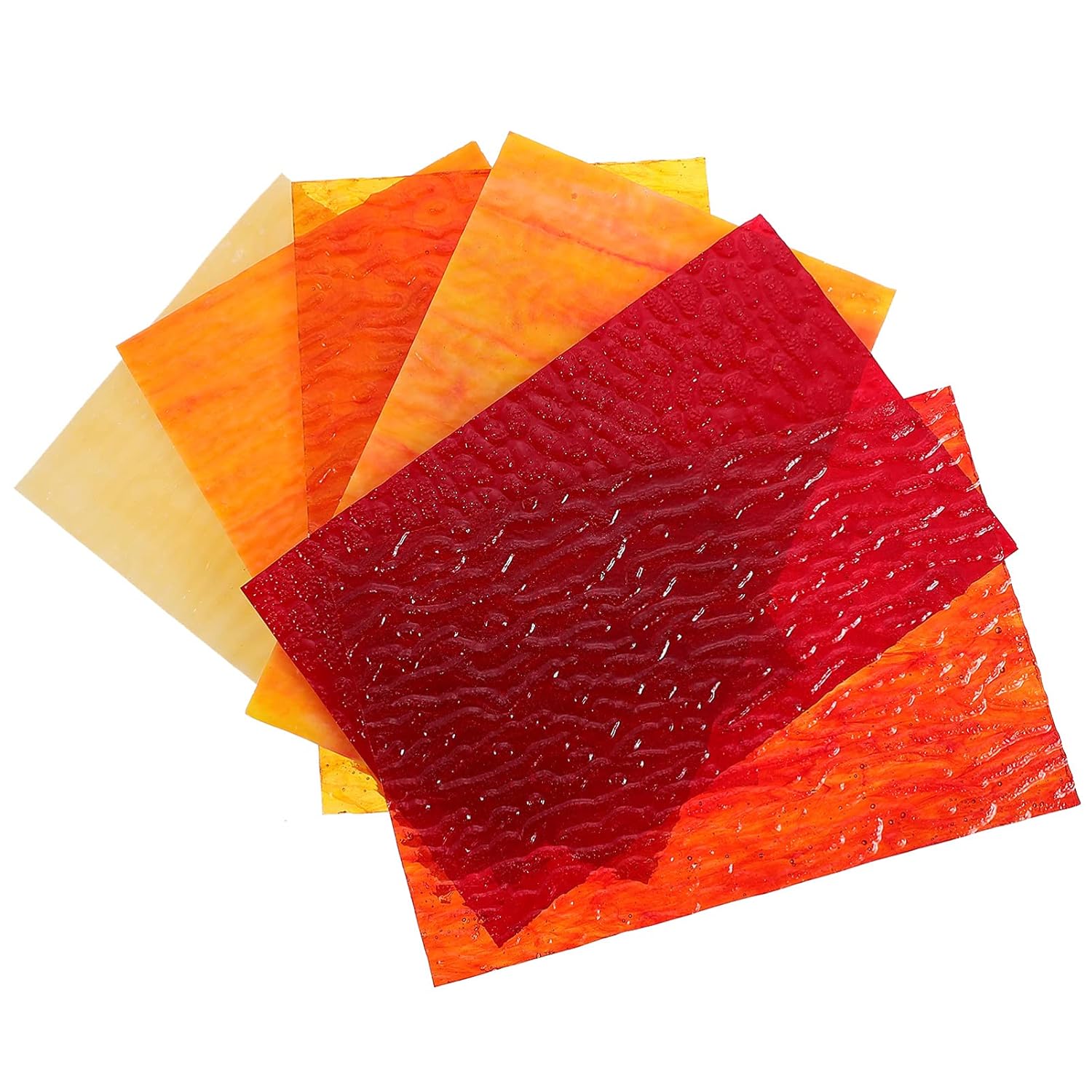 6Pcs Variety Stained Glass Sheets Water Ripple Pattern Mosaic Glass Art ...