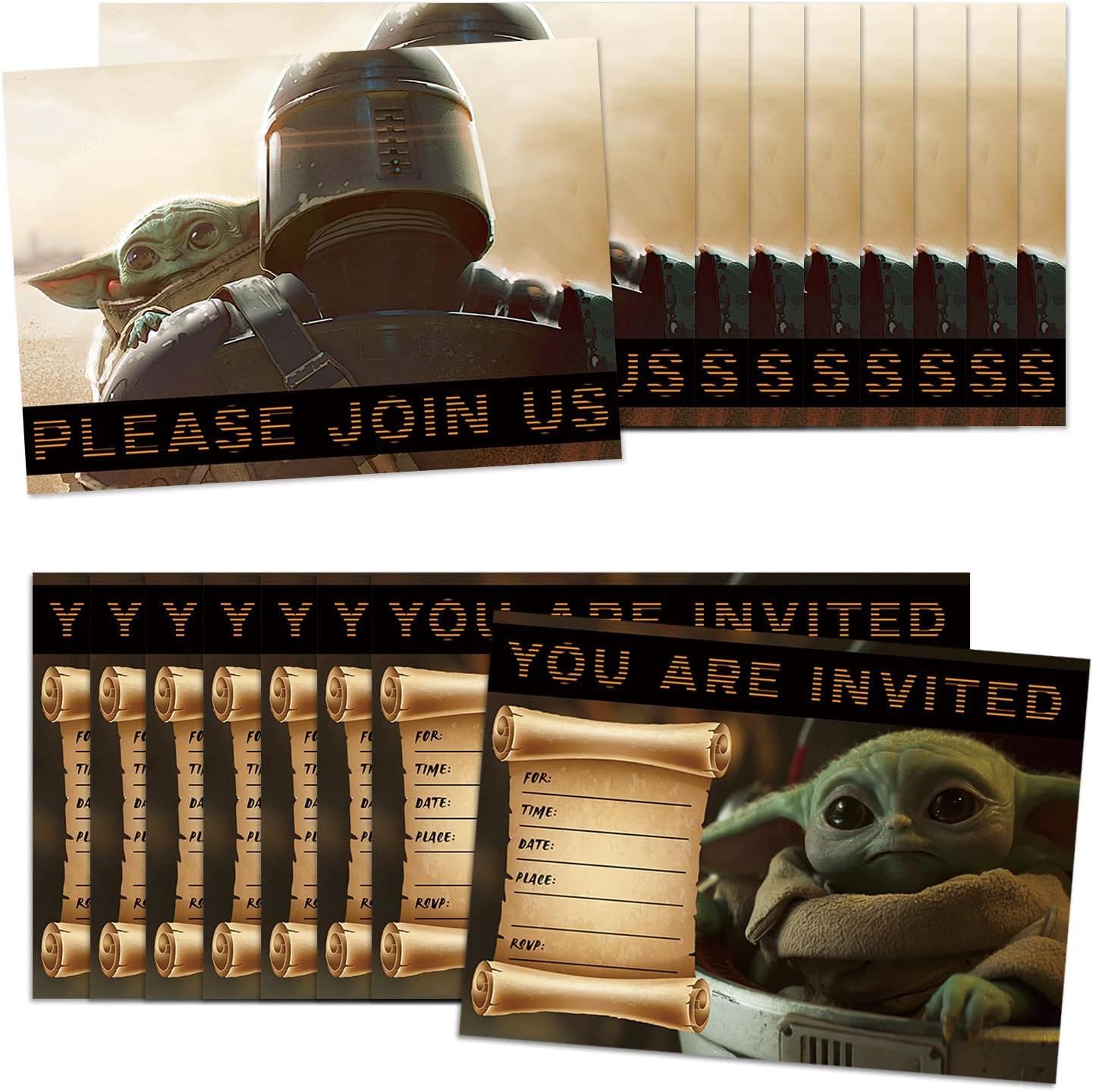 Yoda Party Invitations Cards 20 pcs Yoda Invites & Envelopes Yoda ...