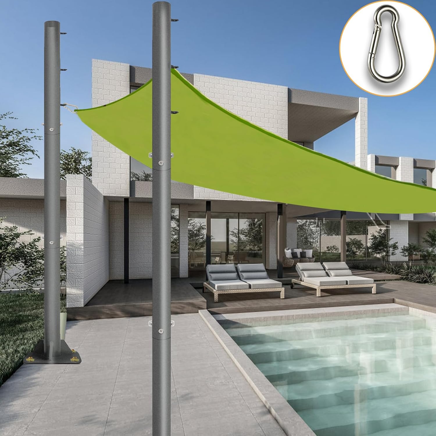 Amazon.com: 2 Pack Sun Shade Sail Pole - 9ft Outdoor Removable Sunshade ...