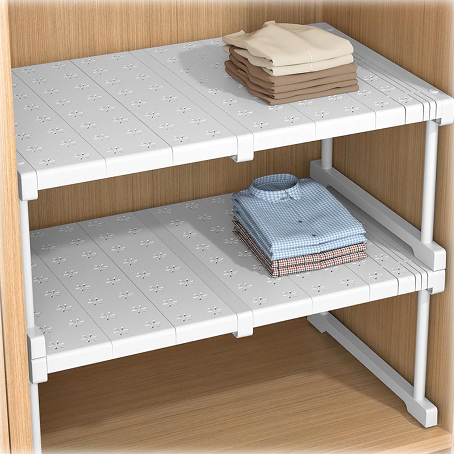 2pack Expandable Cabinet Closet Organizers Storage Shelf,Stackable ...