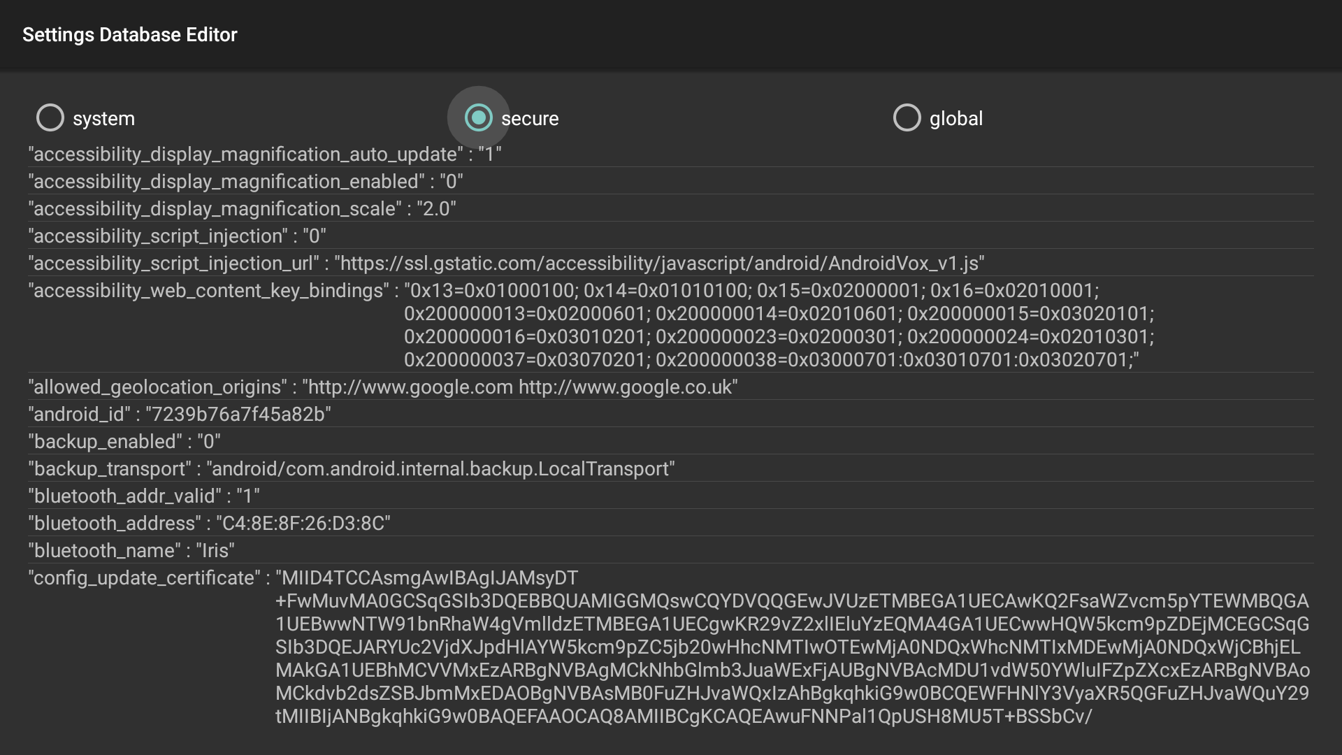Settings Database Editor - App on Amazon Appstore