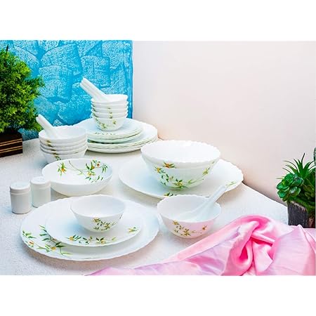 La Opala Opalware Dinner Set - 47 Pieces, White, Standard : Amazon.in ...