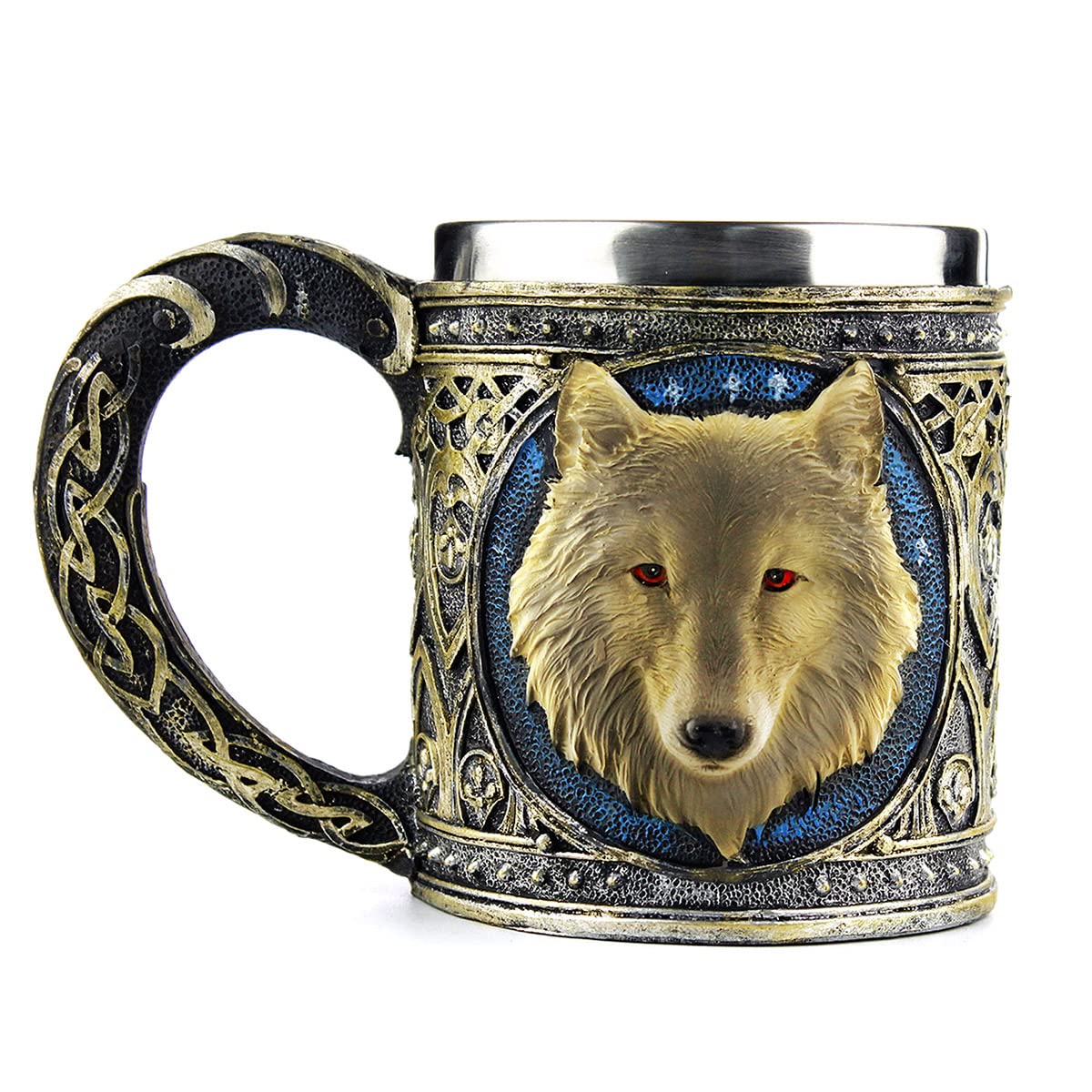 Amazon.com | Dogagroom Stainless Steel Wolf Mug, Wolf Head Resin 3D ...