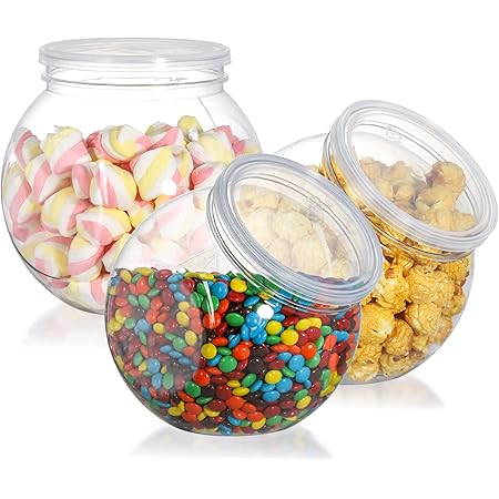 Amazon.com: Umigy 4 Sets Plastic Candy Jar with Lid for Candy Buffet ...