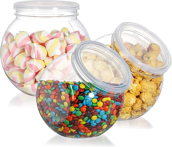 Amazon.com: TOPZEA 3 Pack Candy Jars with Lids, 46 Oz Plastic Clear ...