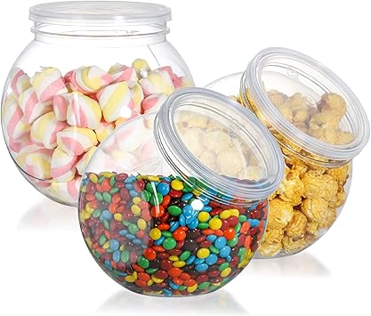 Amazon.com: TOPZEA 3 Pack Candy Jars with Lids, 46 Oz Plastic Clear ...