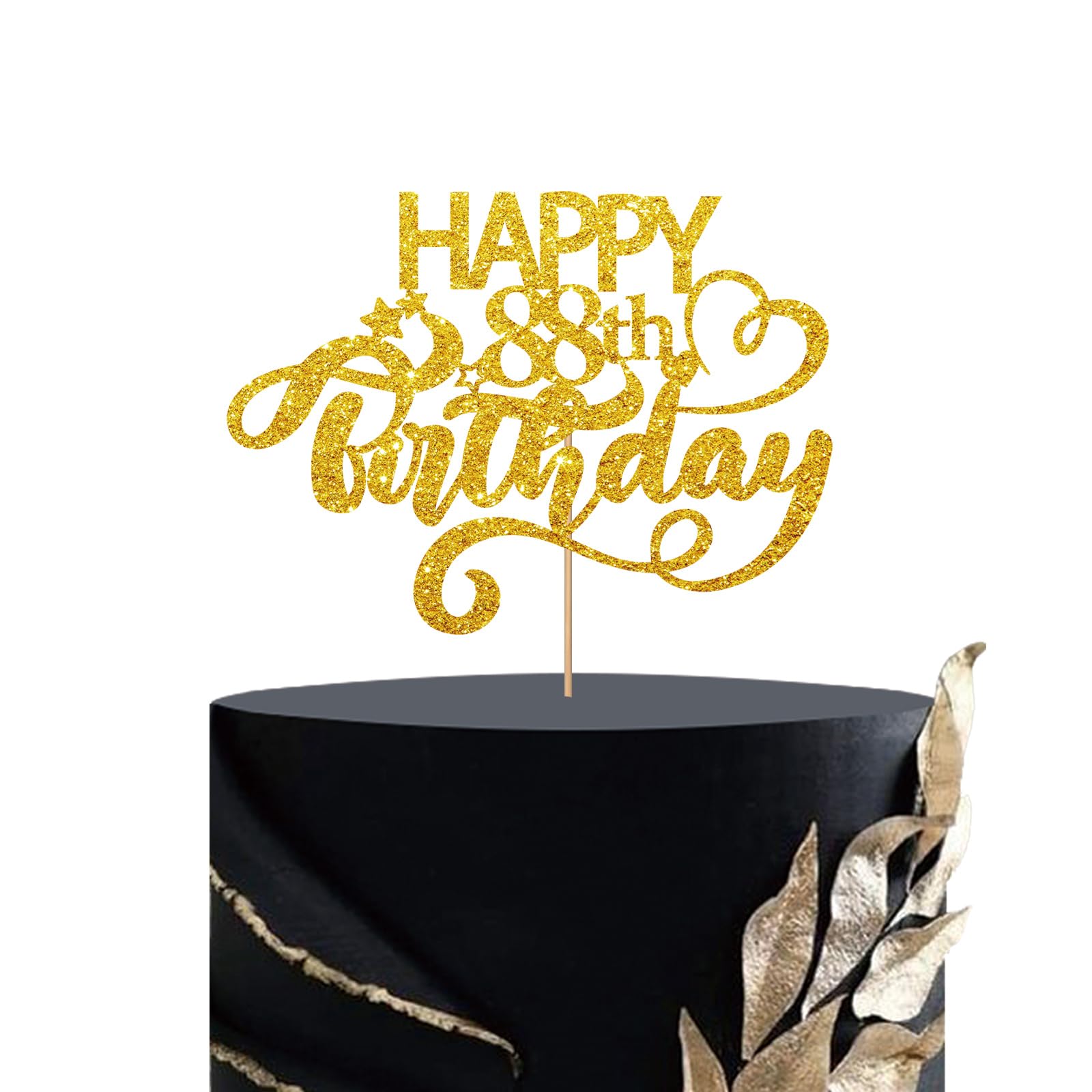 Amazon.com: Gold Glitter Happy 88th Birthday Cake Topper, Eighty Eight ...