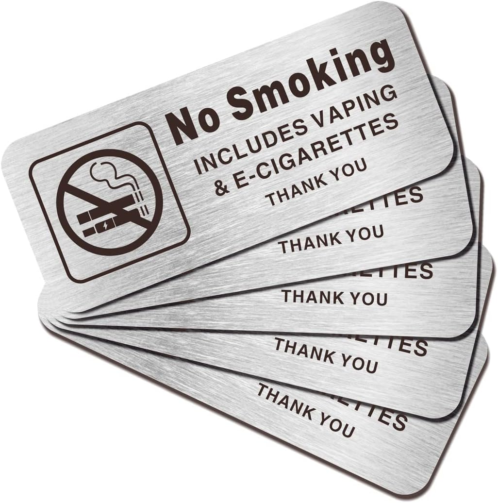 Amazon.com: Beiyier No Smoking Sign (5 Pack) Self-Adhesive Brushed ...
