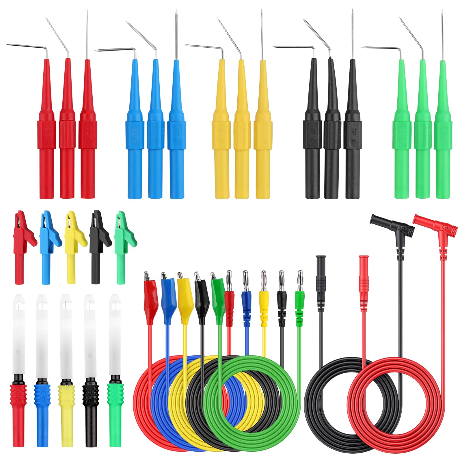 AMTOVL Back Probe Test Lead - 32Pcs Multimeter Test Lead, 15Pcs 10A/30V ...