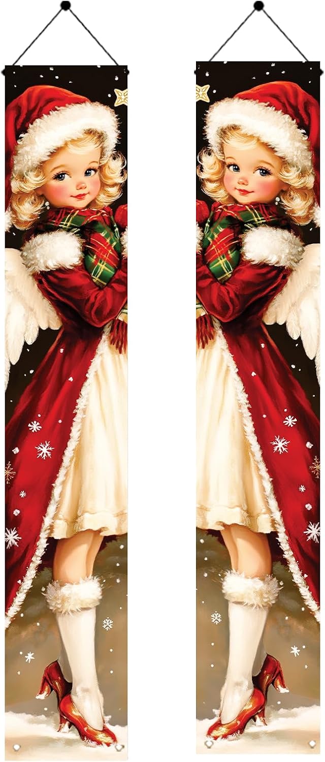 Amazon.com: Saoplasa 2PCS Christmas Angel Porch Banners 71 x 12 Inch ...