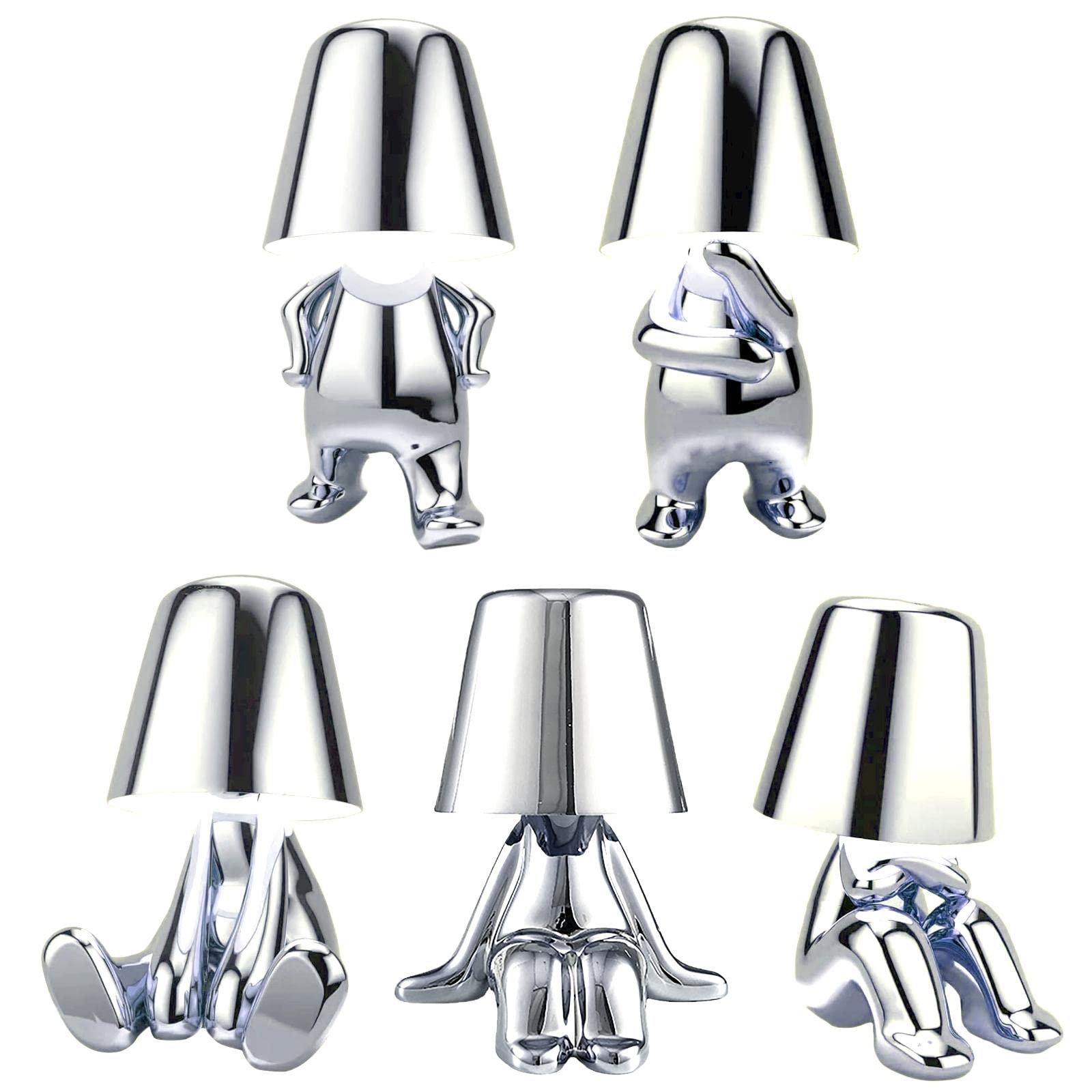 Brabola Thinker Lamp Collection, Silver Mr Touch LED Cordless Statue ...