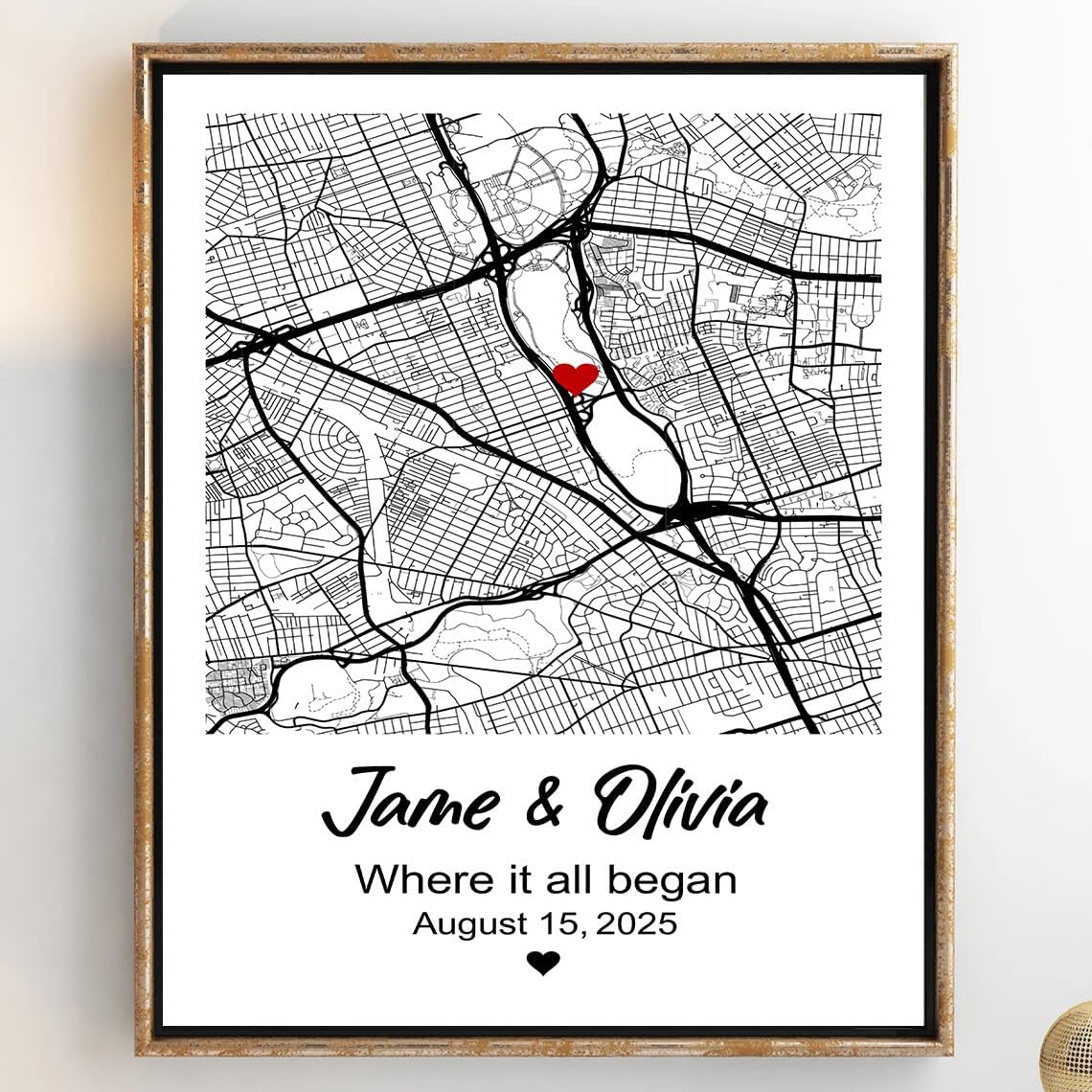Amazon.com - Where It All Began Personalised Map Canvas, Valentine's ...