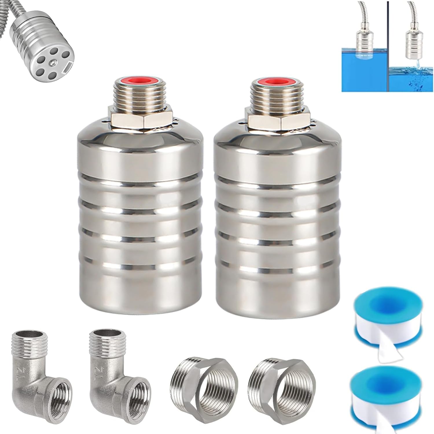 Float Valve, 2 Pack 1/2" 3/4'' Auto Fill Shut off Water Tank Float ...