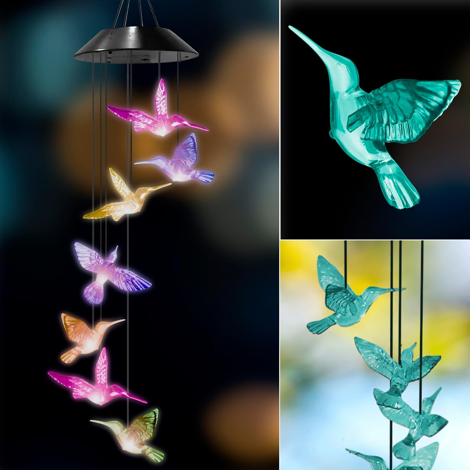 Amazon.com : Upblend Outdoors Hummingbird Solar Hanging Decoration for ...