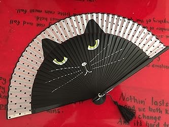 Amazon.com: Tinksky Women Cartoon Cat Folding Silk Fan Handheld Fan ...