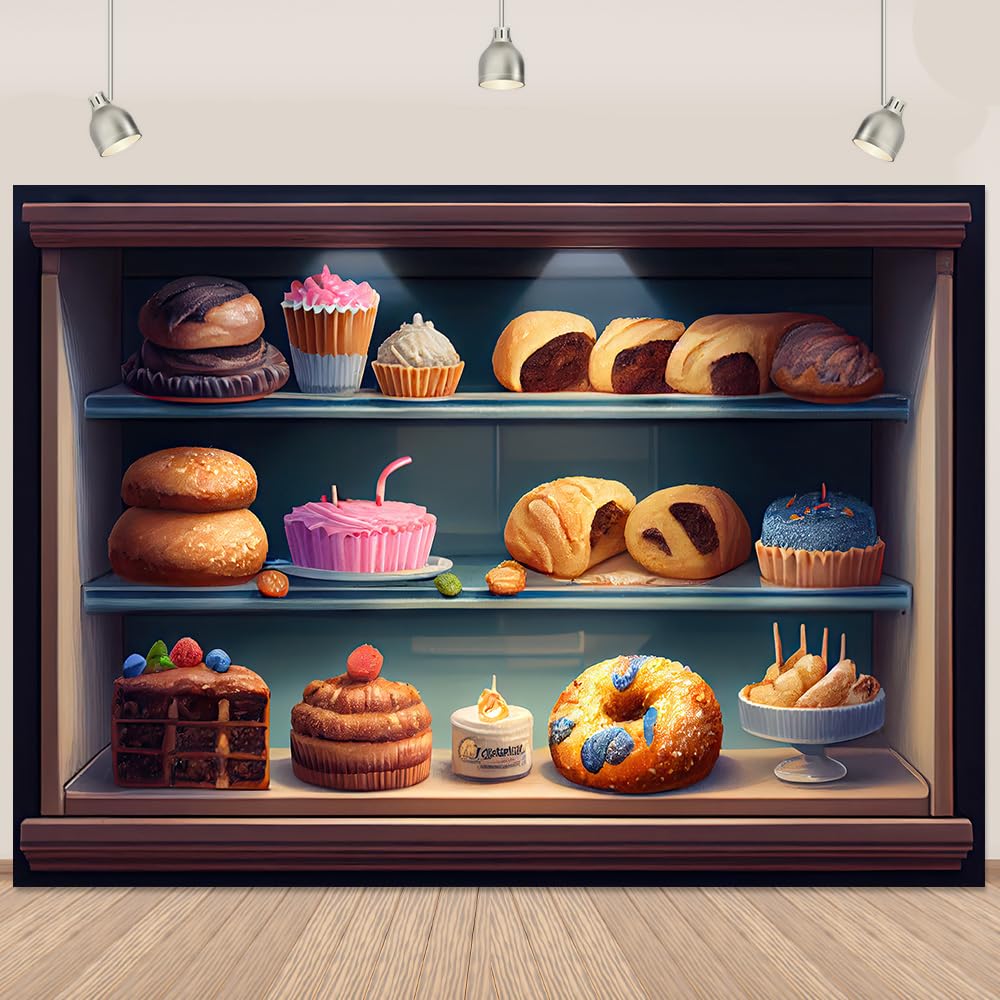 Amazon.com : Cake Shop Backdrops Bakery Sweet Cake Bar Shelves Photo ...