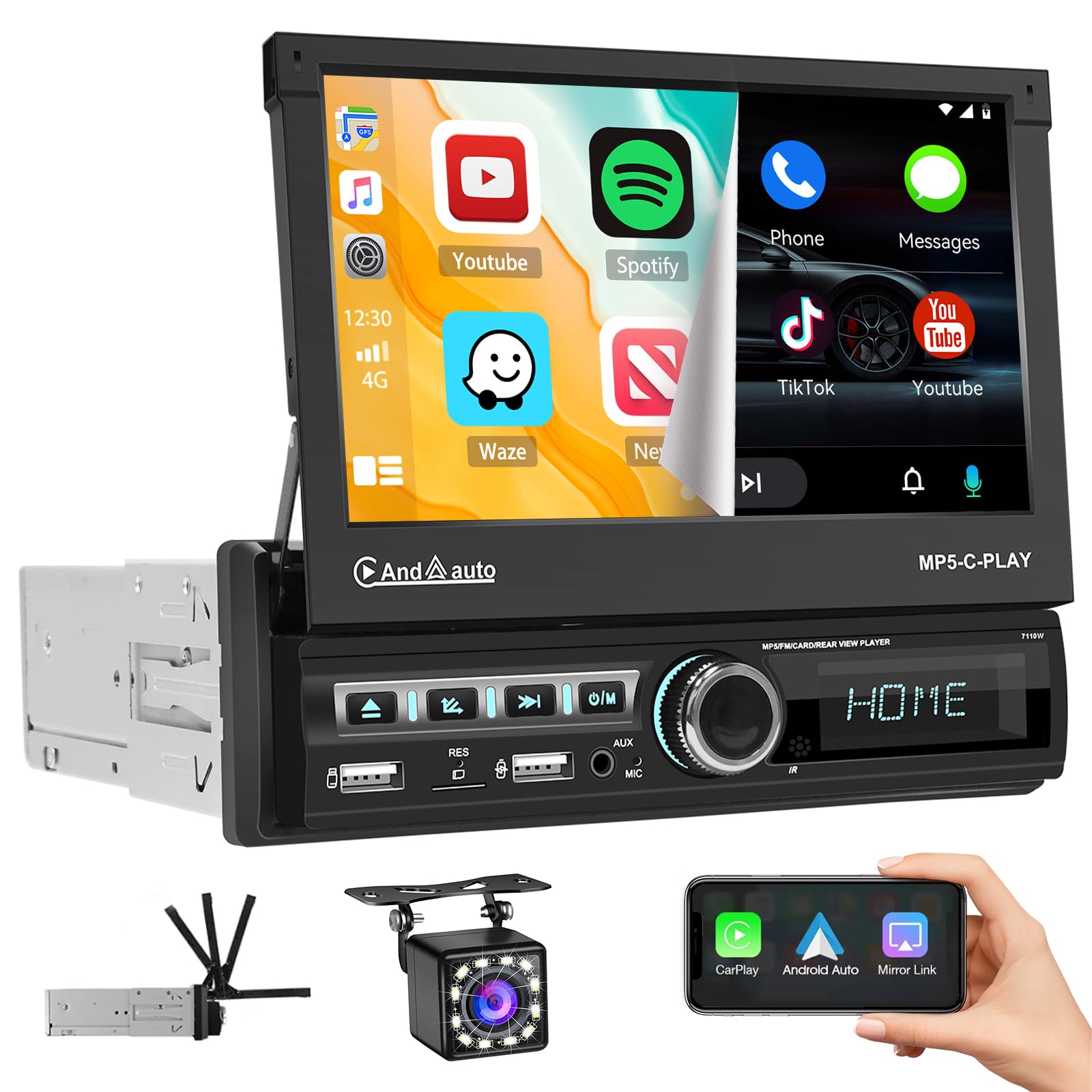 Snapklik.com : Inefala 7 Inch Single Din Flip Out Car Stereo