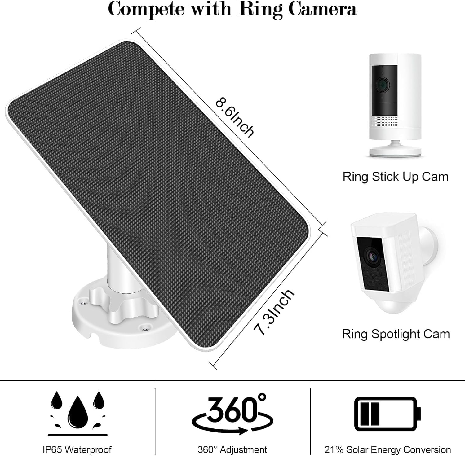 Snapklik.com : Solar Panel For Ring Camera, 6W Ring Solar Panel For ...