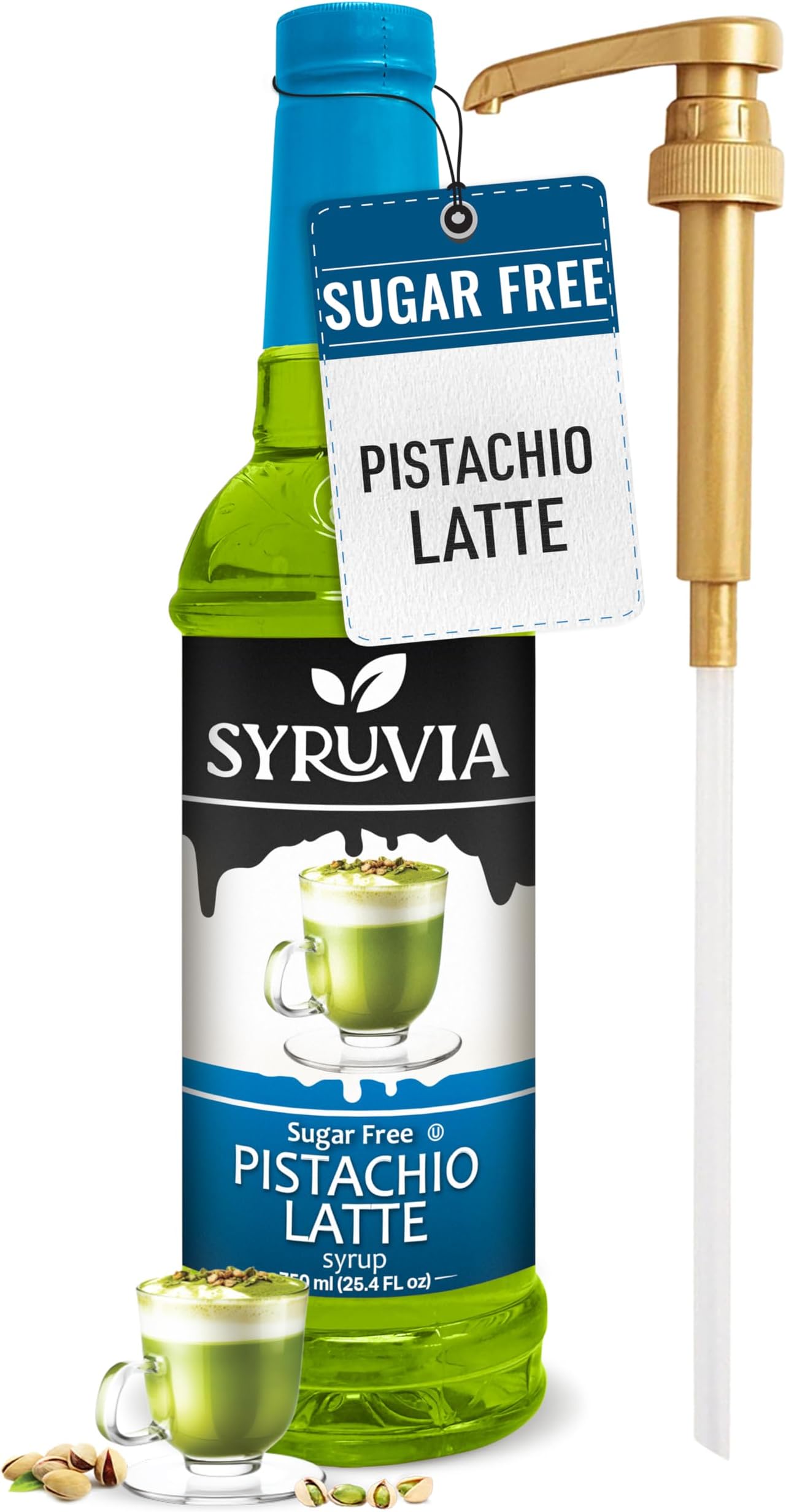Amazon.com: Syruvia Sugar Free Pistachio Latte Syrup 25.4 fl oz With ...