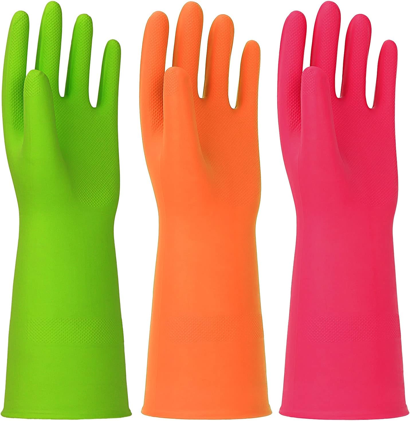Amazon.com: HINSOCHA 3 Pairs Rubber Cleaning Gloves Latex Free ...