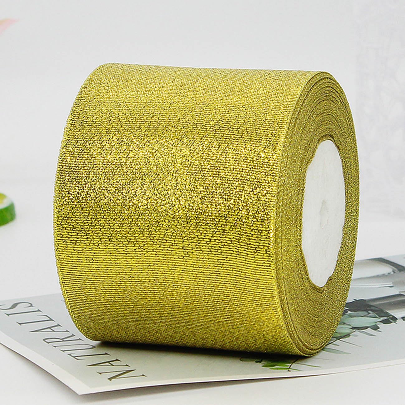 Gold Organza Ribbon,25Yards 80mm Wide Glitter Gift Wrapping Satin ...