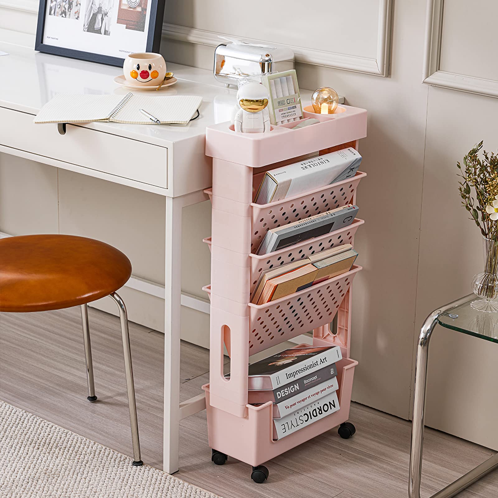 Snapklik.com : CINPIUK Pink Rolling Office Paper Organizer, Mobile Book ...