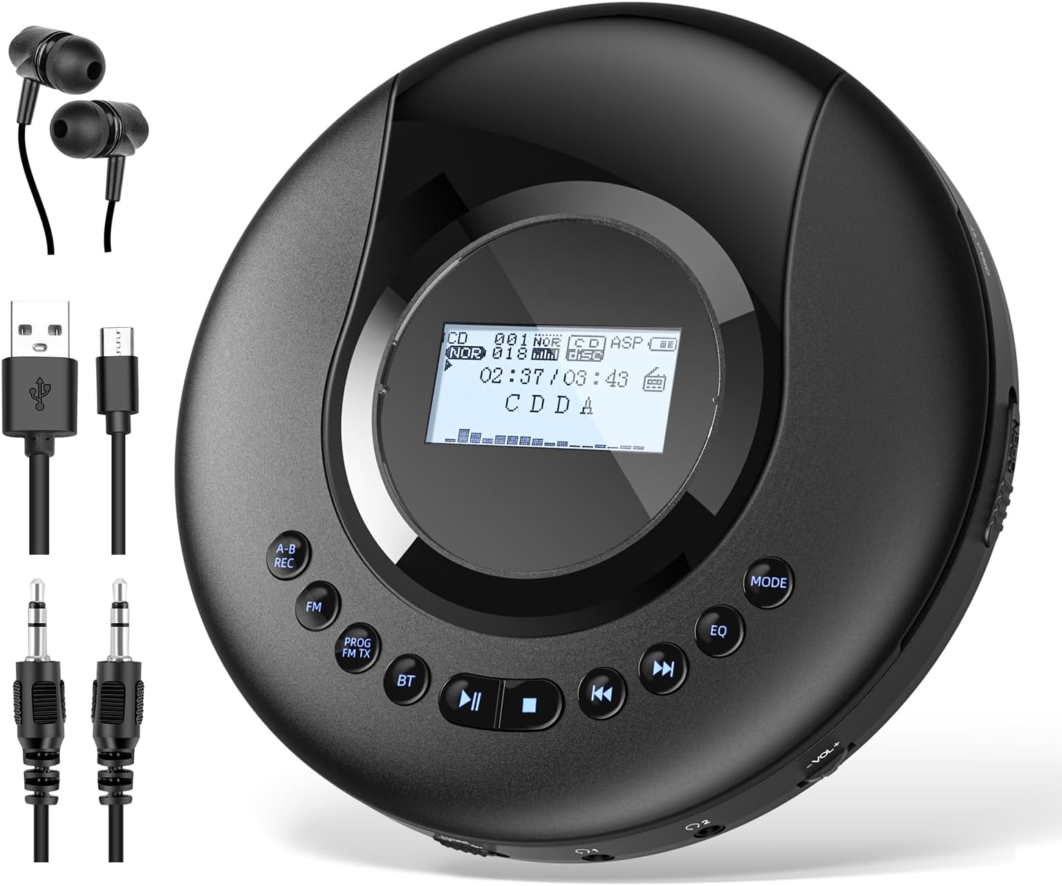 Amazon.co.jp: [2023新登場]CDプレーヤーワンクリックBluetooth5.2対応ポータブルCDプレーヤー（REC）録音機能 ...