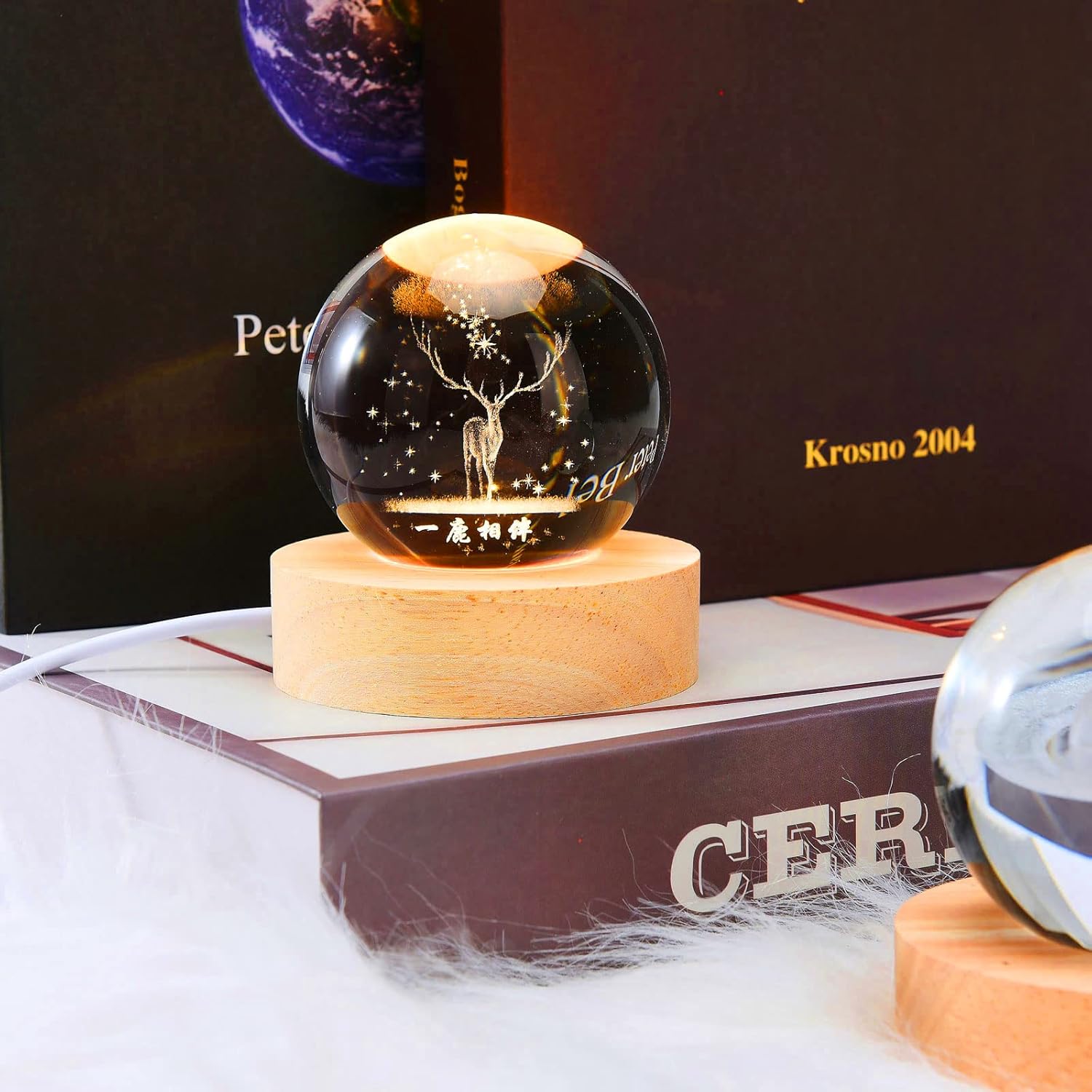 Amazon.com: 3D Galaxy Crystal Balls Night Light, Solar System Crystal ...