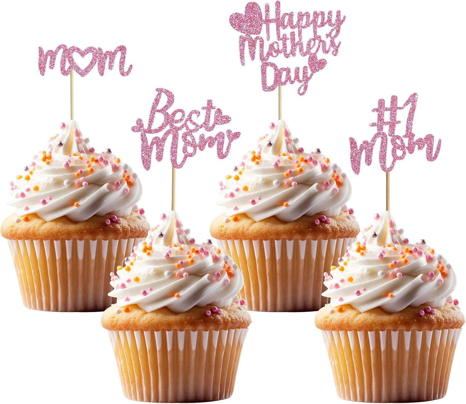 Amazon.com: BEISHIDA 12pcs Happy Mother's Day Cupcake Toppers Best Mom ...