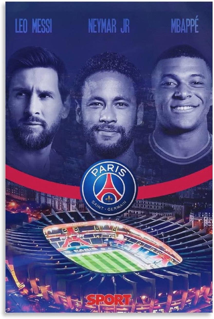 BIAOHAN PSG Big 3 Messi Neymar Mbappe Poster Wall Art Canvas Painting ...