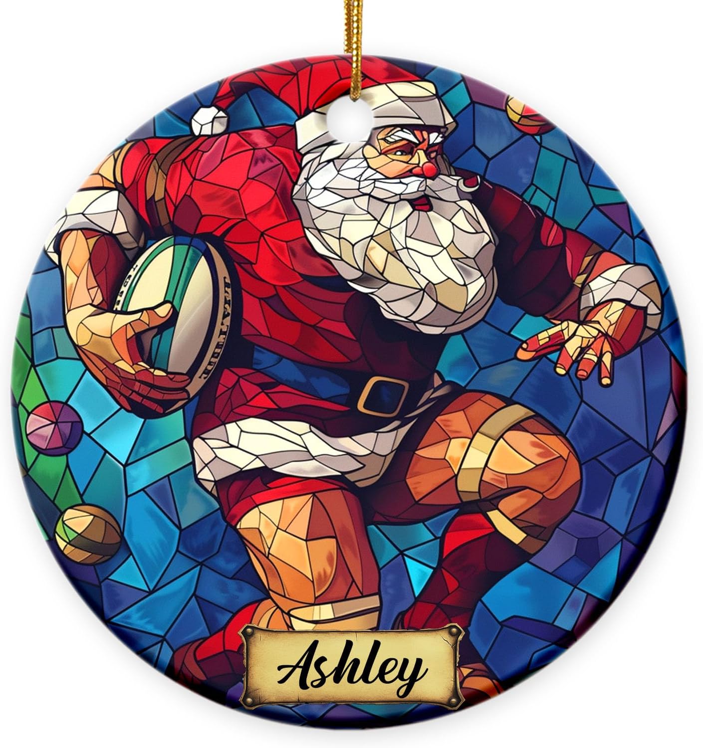 Amazon.com: Personalized Rugby Christmas Ornaments, Rugby Union Ceramic ...