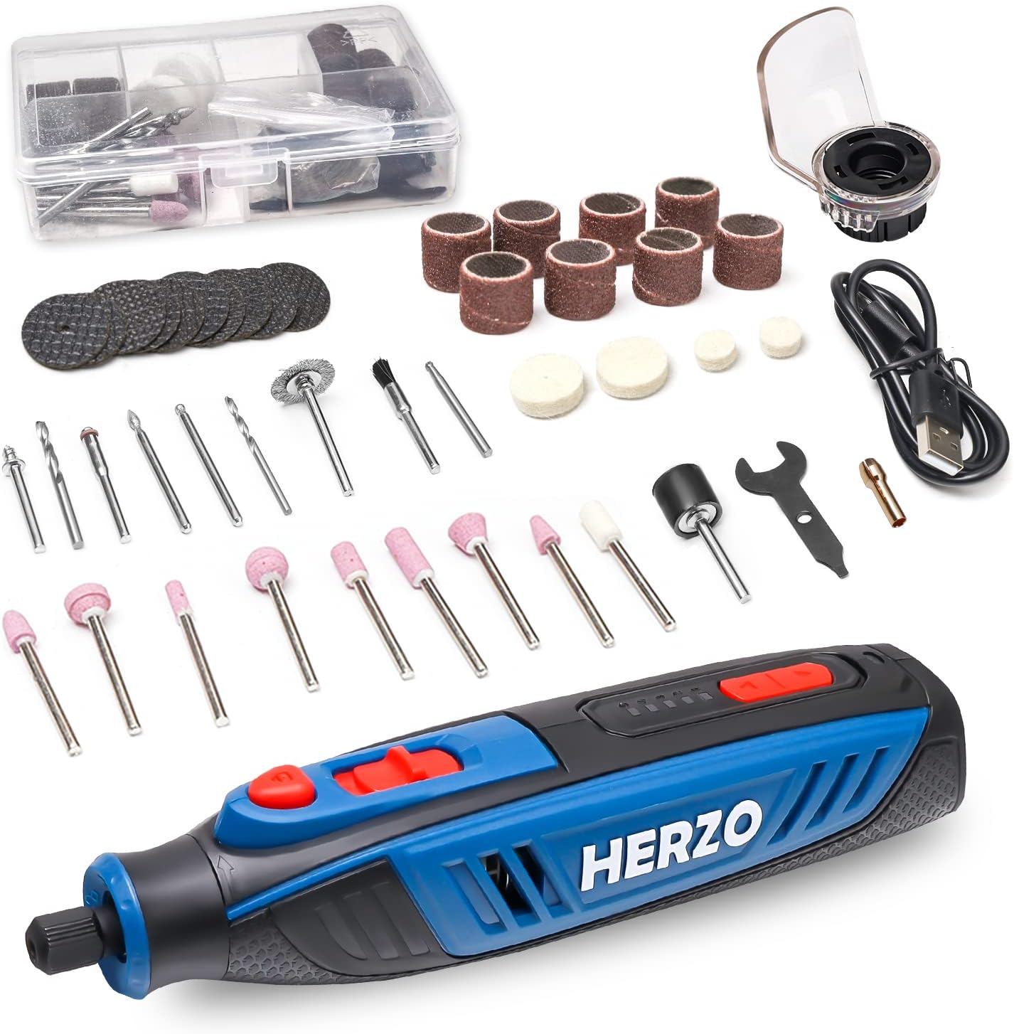 Outil Rotatif Multifunction, HERZO Outil rotatif Electrique sans fil 4V ...