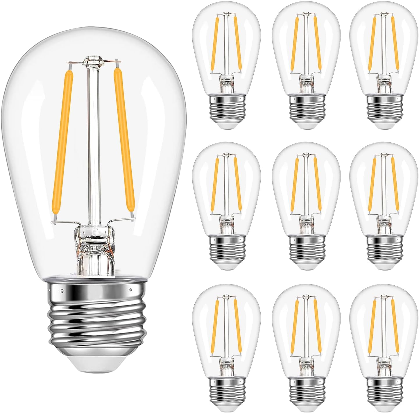 LED S14 Replacement Light Bulbs, Shatterproof Waterproof 2W Outdoor String Light Bulbs, E26 ...