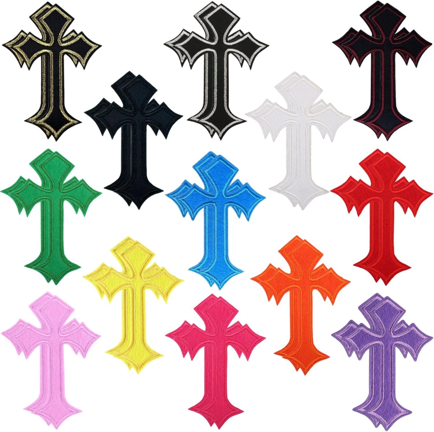 Amazon.com: 26Pcs Cross Patches, Iron On Cross Embroidery Applique ...