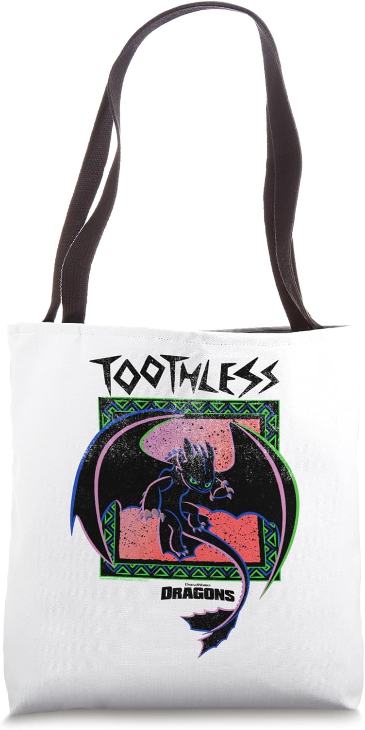 Amazon.com: DreamWorks Dragons Toothless Neon Tote Bag : Clothing ...