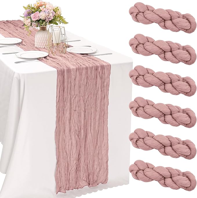 Amazon.com: 6 Pieces Dusty Pink 10FT Cheesecloth Table Runner Boho ...