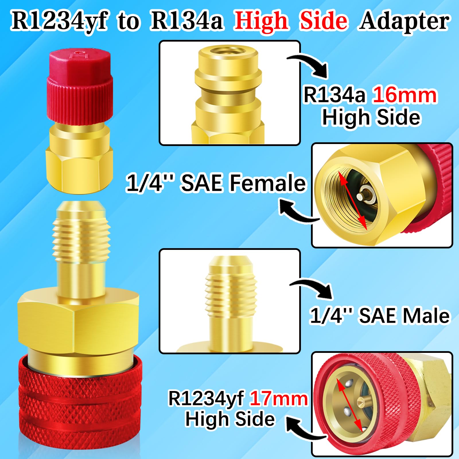 Snapklik.com : R1234yf To R134a Adapter, R1234yf Adapter, High & Low ...